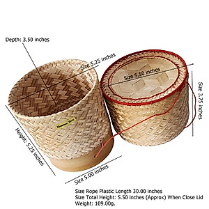 Sticky Rice Basket Kratip Container Thai Serving Bowl Bamboo Thai Laos Traditional Weave Wickerwork Serving Travel After Keep Warm