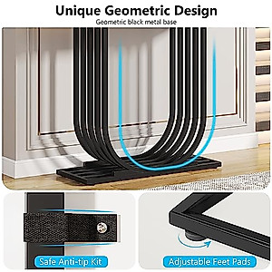 Tribesigns Console Table, Industrial 39.4 Inch Entryway Foyer Table, Narrow Sofa Accent Table with Geometric Metal Legs for Living Room, Hallway, Entrance, Rustic Brown & Black