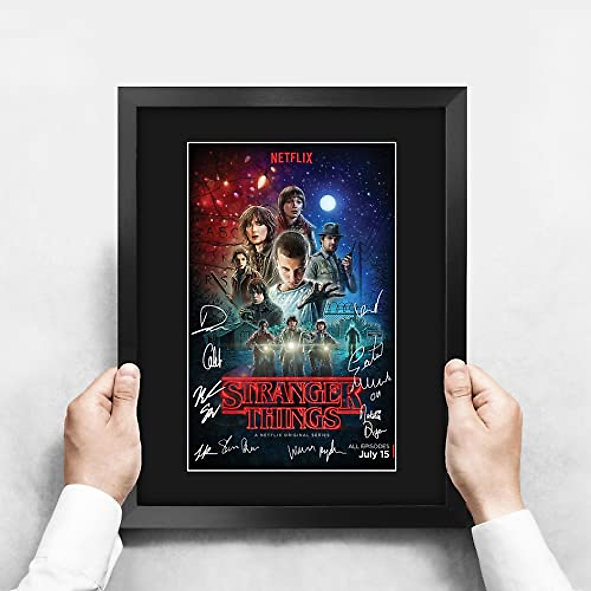 HWC Trading Framed 11" x 14" Print - Stranger Things TV Series Poster The Cast Signed Gift Mounted Printed Autograph Film Gifts Photo Picture Display