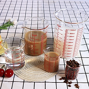 3 Piece Glass Measuring Cup Set, Includes 1/2-Cup, 1-Cup, and 2-Cup High Borosilicate Glasss Liquid Measuring Cups, Dishwasher, Freezer, Microwave, and Preheated Oven Safe, Essential Kitchen Tools