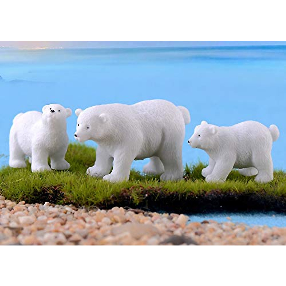 Exasinine Mini Animals Miniature Figurines Animals Model Fairy Garden Miniature Moss Landscape DIY Terrarium Crafts Ornament Accessories for Home Décor (Polar Bears, Set of 10)