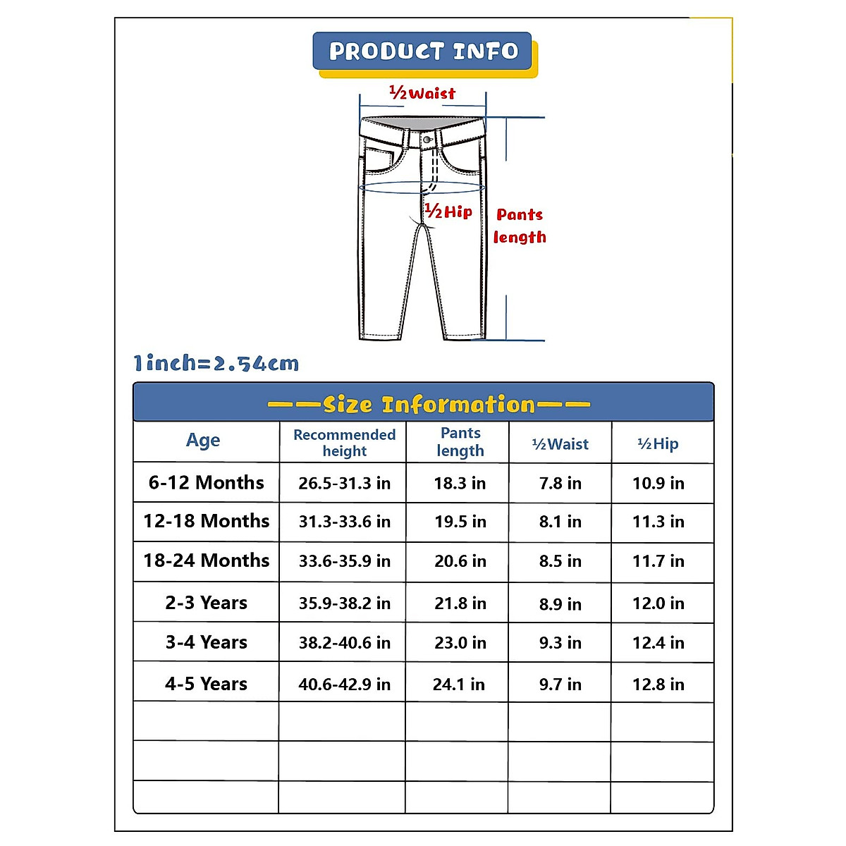 KIDSCOOL SPACE Baby Ripped Jean,Toddler Elastic Waist Distressed Denim Pants,Light Blue,12-18 Months
