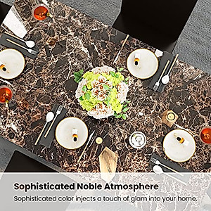 DKLGG Dining Table Set for 4, 5 Pieces Faux Marble Dining Set Kitchen Table and Chairs with 4 Leather Upholstered Chairs for Kitchen, Bar, Living Room, Breakfast Nook, Small Space