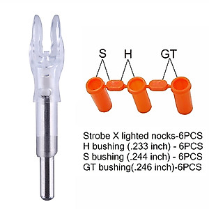 X Lighted Archery Nock for Arrows with .204".233".244".246" Inside Diameter, 6 PCS LED Nock with Screwdriver (Strobe, X/.204")