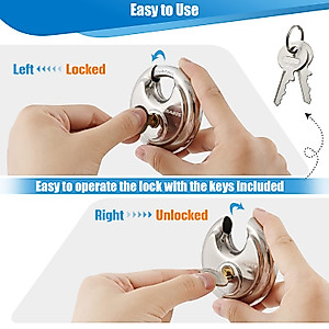 Travate Keyed Alike Disc Padlock, 6PCS Stainless Steel Discus Lock with 2-3/4 in. Wide, 3/8 in. Diameter Shackle, Waterproof Discus Lock for Storage Unit, Sheds, Garages and Fence