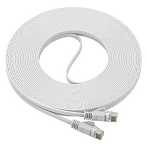 Ultra Clarity Cables Cat 6 Ethernet Cable, Flat 50 Feet LAN, UTP Cat 6, RJ45, Network Cord, Patch, Internet Cable - 50 ft - White