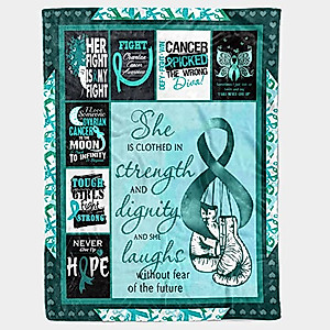 Hilary Ovarian Cancer Awareness Blankets Fight Ovarian Awareness Blankets Ovarian Cancer Awareness Gifts Ovarian Cancer Awareness Month Gifts for Ovarian Cancer Warriors Fleece Blankets