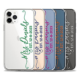Case Charming Personalized Mrs Case for iPhone 14 Pro Max 13 mini 12 11 XS XR X 10S 10R 10 8 Plus 7 SE Custom Gift with Established Wedding Date Clear Phone Cover