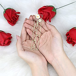 Custom Birth Flower Name Bookmark, Colorful Birthday Flower Stainless Steel Bookmarks, Cutting 3D Names, Women Birthday Commemorative Gifts