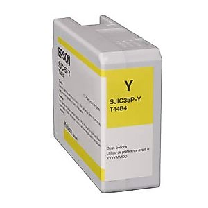 DT-TECHNO Genuine TM-C6000 and TM-C6500, CONSUMABLES, SJIC35P (Y),Yellow Ink Cartridge for COLORWORKS TM-C6000 and TM-C6500 C13T44B420