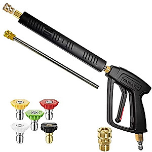 YAMATIC Pressure Washer Gun with 3/8" Swivel Quick Connector & M22-14mm Fitting, Stainless Steel Flexible Extension Wand Replacement for Most Power Washer, 40 Inch, MAX 4500 PSI