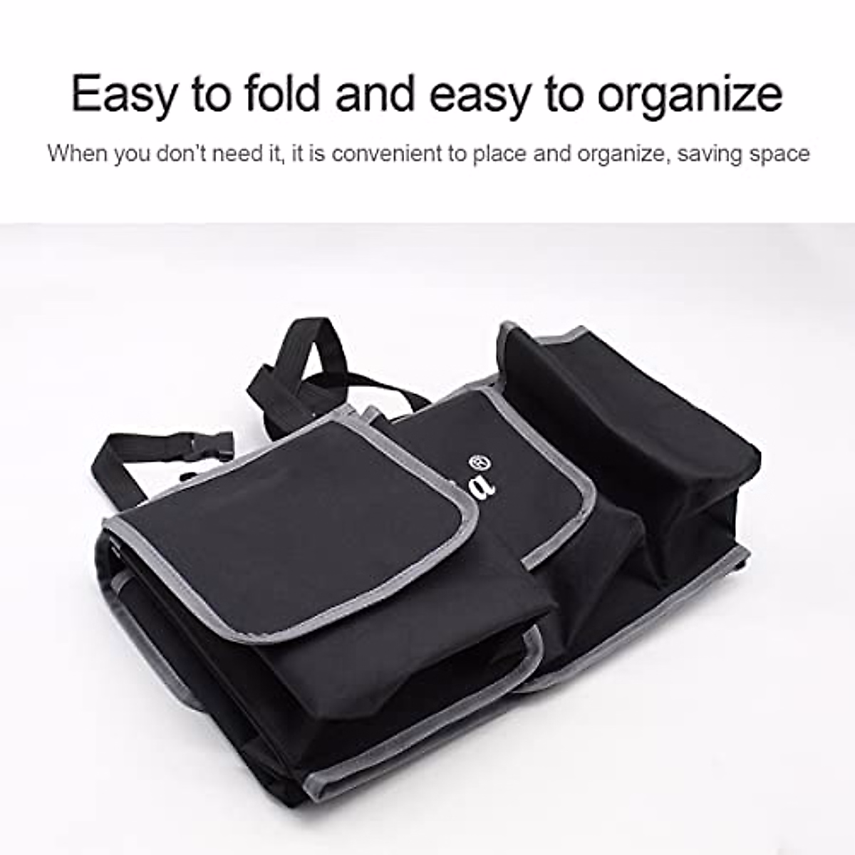 Car Trunk Organizer and Storage, Backseat Hanging Organizer for SUV, Truck, MPV, Waterproof, Collapsible Cargo Storage Bag with 4 Pockets, Car Interior Accessories for Men and Women (Black)