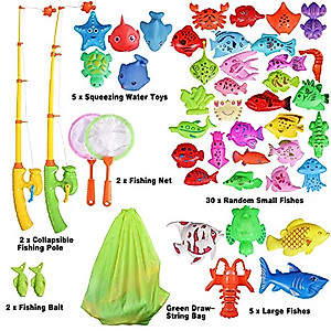 Max Fun Magnetic Fishing Water Toys for Kids Ages 3-5 with Magnet Pole Rod Net, Plastic Floating Fish for Toddler Outdoor Toys, Summer Toys, Bath Toys for Kids Ages 4-8