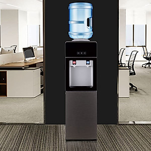 Top Loading Water Cooler Dispenser, Hot and Cold Water Cooler Dispenser, Holds 3 & 5 Gallon Bottles, Removable Drip Tray & Storage Cabinet Perfect for Homes Offices Living Room Kitchen(Black)