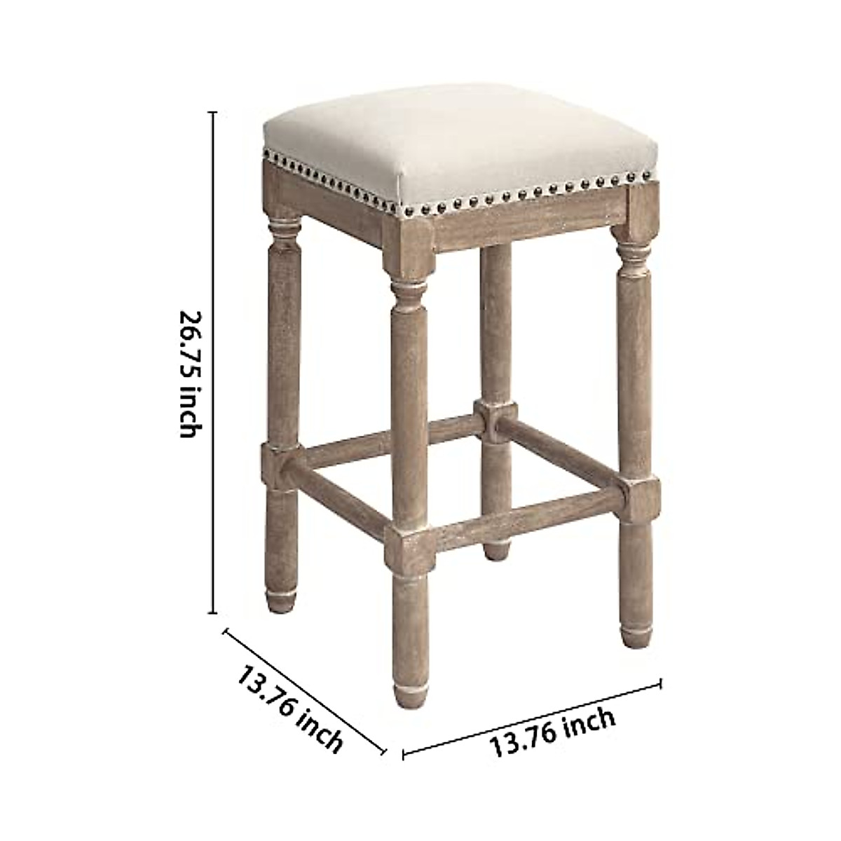Homestripe Kitchen Counter Pub-Height Barstool 26 Inch Seat Height, Taupe Set of 2, Tan