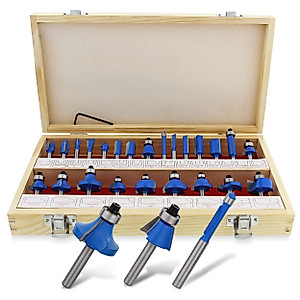 ABN Tungsten Carbide Router Bit Set - 24 Piece Router Set 1/4in Shanks - for Beginners to Commercial Users