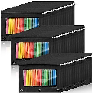 Thenshop 96 Pcs 3 Ring Pencil Pouch, Pencil Zipper Pouches for 3 Ring, Zipper Pencil Pouches Bulk, Binder Pencil Bag, Pencil Cases with Clear Window for Boy Girl School Office Supplies