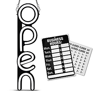 LED Open Sign for Business - Bright White Vertical Neon Style Open Light Signs | Beautiful Design to Attract Customers