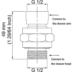 Shower Connector Ball Joint Shower Head Swivel Ball Adapter Brass Adjustable Shower Arm Extension Universal Component Polish Chrome