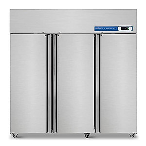 Aceland Commercial Freezer NON-ETL 72"W 3 Section Stainless Steel Reach-in Solid Door Upright Fan Cooling 54 Cu.ft Freezer for Restaurant, Bar, Shop, etc