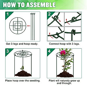 BLIKA 12 x 20 Inch Grow Through Plant Support, Peony Cages and Supports Grow Through Plant Supports Ring Hoop, Plant Brace Flower Support Rings, Pack of 8