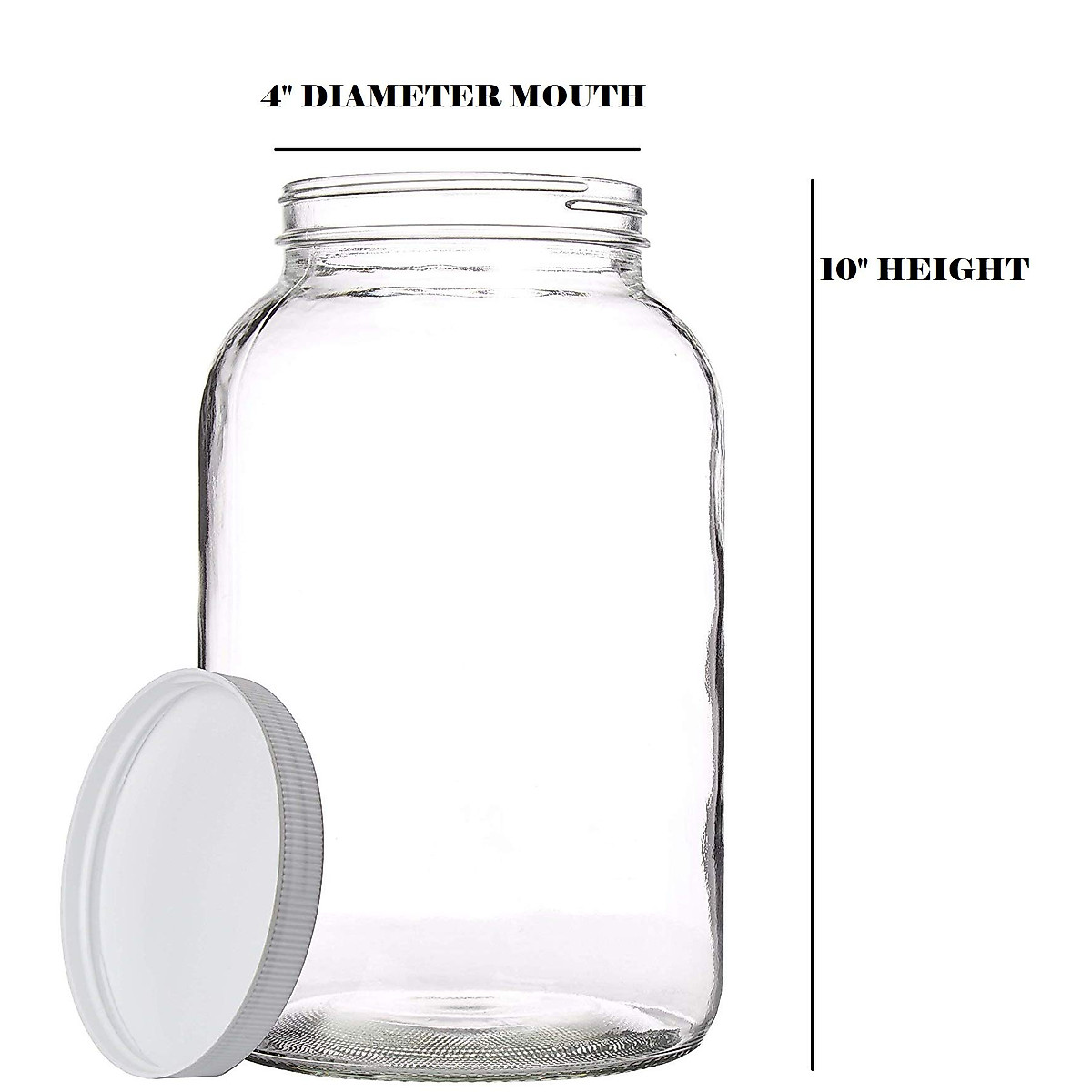 kitchentoolz 1 Gallon Extra Large Glass Mason Jar - Wide Mouth with Airtight Lid - Safe Container for Fermenting, Pickling, and Storing