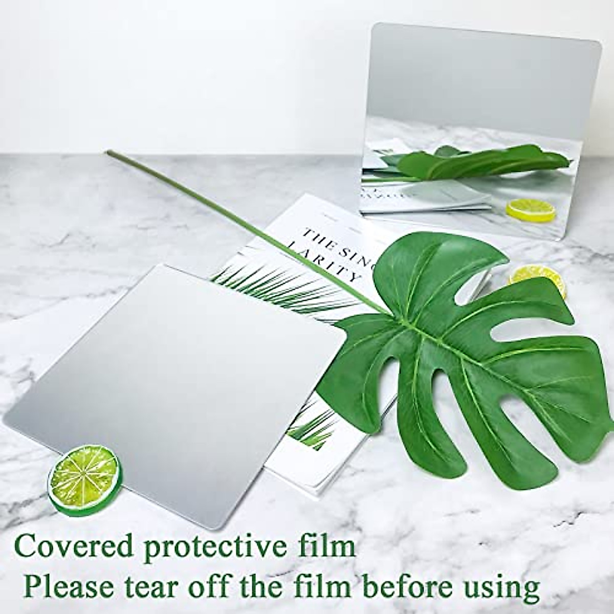 ADISEN Shatterproof Acrylic Mirror Tiles, 4 Pack 8" x 8" Plastic Mirror Stickers self Adhesive, Flexible Mirror Sheets for Wall Decor, Home Gym Wall-Mounted