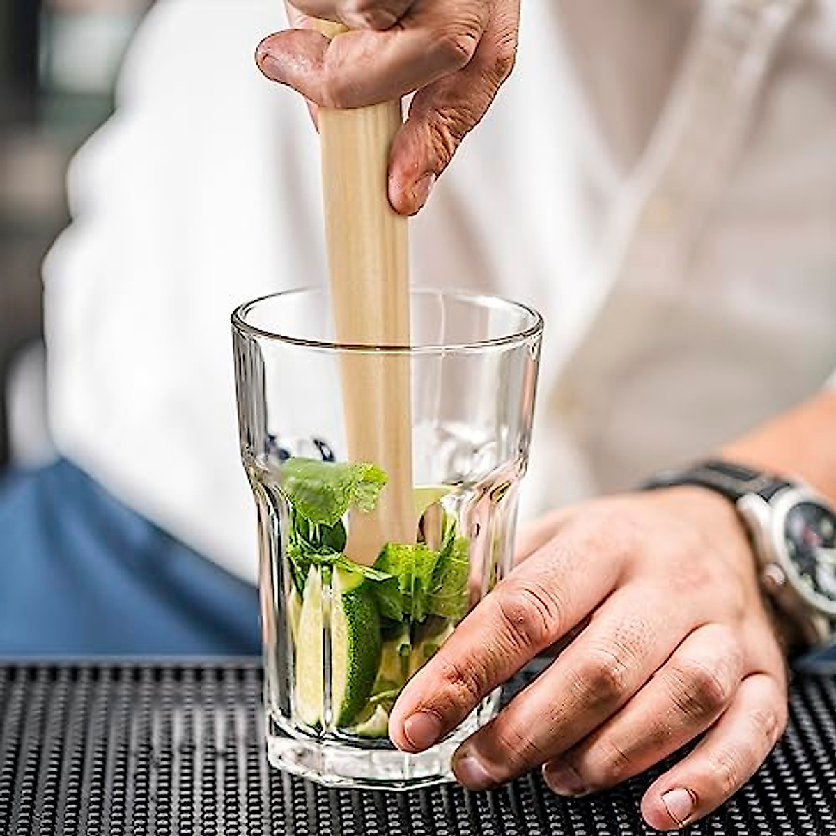 OGGI Long Muddler for Cocktails, Wooden, 8.5"/22cm - Ideal Bartender Accessories, Cocktail Accessories, Drink Muddler, Wood Muddler