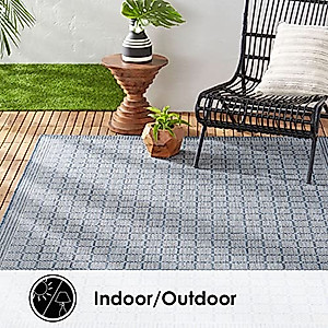 Home Dynamix Nicole Miller New York Patio Country Luna Indoor/Outdoor Area Rug, Blue/Gray, 7'9"x10'2" Rectangle