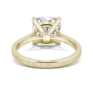 Charles & Colvard Created Moissanite 9mm Cushion Cut Solitaire Ring for Women | 3.3 cttw DEW | Lab Grown | Solid 14K Yellow Gold | Size 7