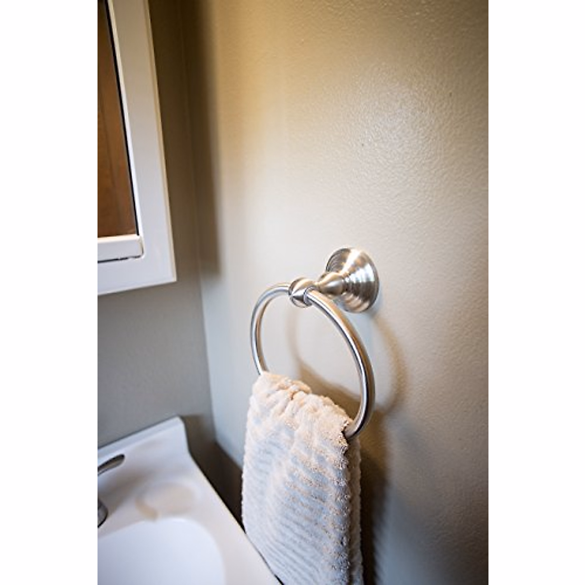 Design House 538355 Calisto Bathroom Accessory Wall Mounted Towel Ring, Satin Nickel Finish, One Size