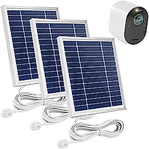 Uogw 3 Pack Solar Panel Charge for Arlo Pro 3/Arlo Pro 4/Arlo Ultra/Ultra 2, with 11.5ft Waterproof Magnetic Power Cable, Adjustable Mount - Silver (NOT for Arlo Essential Spotlight)