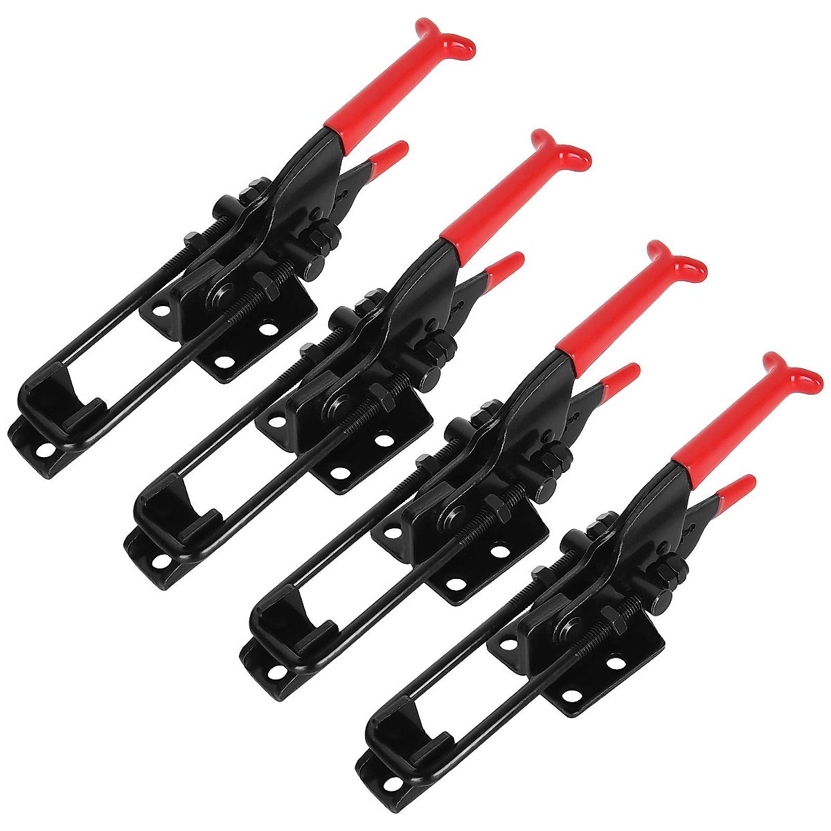 AConnet 4 Pack 700lbs Capacity Toggle Clamps GH- 431 Adjustable U Bolt Self-lock Toggle Latch Quick Release Toggle Clamp Latch with Locking Mechanism (Black)