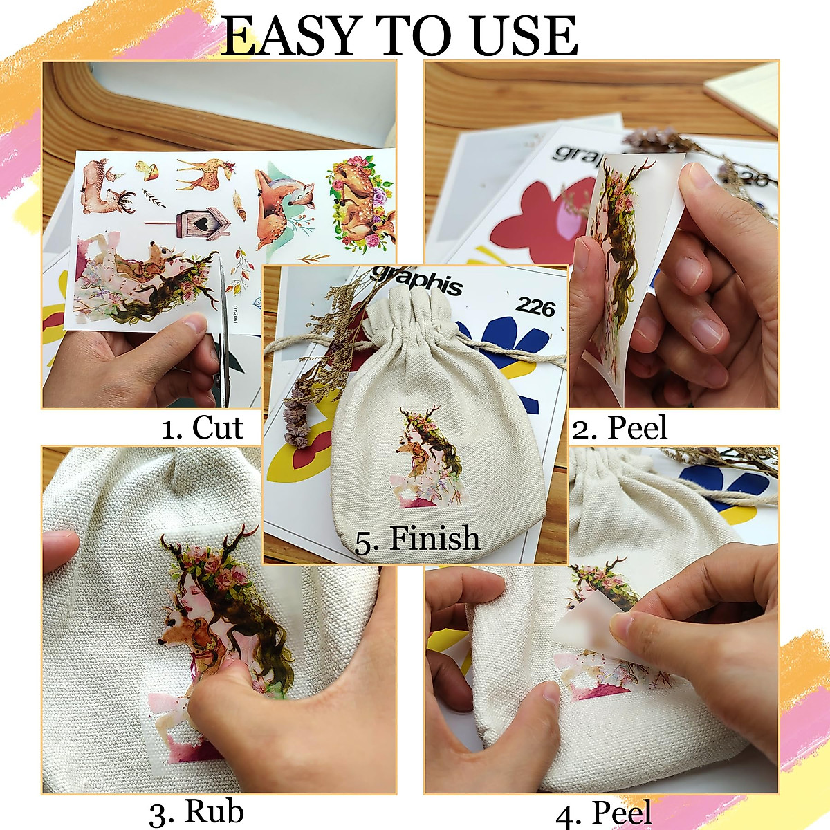 Rub on Transfers for Crafts, 16Sheets Animals and Gilrs Rub on Transfer Stickers Rub on Stickers Transfer Stickers Rub on Transfer Rub on Transfer Paper Transfers for Crafts for Junk Journa