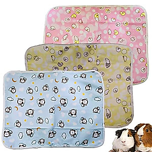 JSLZF Guinea Pig Cage Liner 18”x14”, 3PCS Guinea Pig Pads Washable, Absorbent Waterproof Rat Cage Liner for Chinchillas, Bunnies