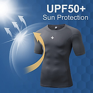 Milin Naco Compression Shirts for Men Short Sleeve Compression T Shirts Mens Compression Undershirts UPF 50+ Rash Guard