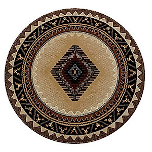 South West Native American Area Rug Design #C650 Berber (7 Feet X 7 Feet Round)