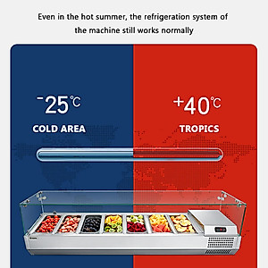 CUTPOIY Commercial Fresh-Keeping Cabinet, Desktop Salad Cabinet Glass Salad Table Pizza Sprinkle Table Dessert Refrigerated Display Cabinet,A