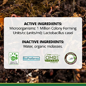 TeraGanix Compost Accelerator, Reduce Odors, Liquid Compost Starter Concentrate (1 Bottle = 22 Gallons), USDA Organic, Reduce Composting Time, 1 Quart (32 Ounces)