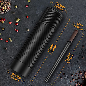 Pepper Grinder, Homnoble Professional Grade Pepper Grinder, Heavy Duty Pepper Mill, Refillable Aluminum Manual Pepper Mill with Adjustable Coarseness and Stainless Steel Blade