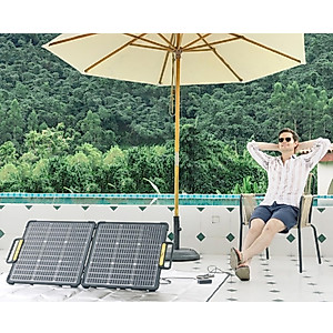 Togo POWER Portable Solar Panel for Power Station - Efficient, Waterproof Solar Cell Charger with Reflective Mat - Foldable & Adjustable 100W Bifacial Solar Panel Bracket for Home & Outdoor Adventure