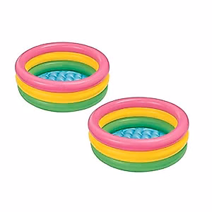 Intex 2.8ft x 10in Sunset Glow Inflatable Colorful Baby Swimming Pool (2 Pack)