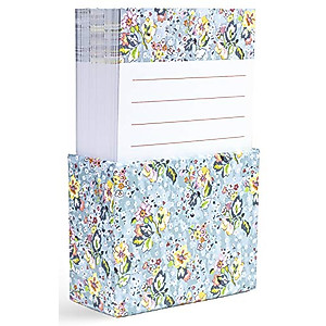 Vera Bradley Tab Notes with 90 Double Sided Lined Sheets for Daily Planner, Loose Paper Pad with Decorative Storage Box, Floating Garden