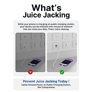JSAUX USB Data Blocker, (4-Pack) USB-A Defender Only for Quick Charge, Protect Against Juice Jacking, Refuse Hacking Provide Safe Charging- Black