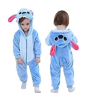 Ryshman Baby Halloween Animal Costume Romper Winter and Autumn Flannel Jumpsuit Animal Cosplay Outfits(Blue, 80cm-(6-12months))