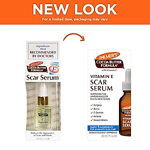 Palmer's Cocoa Butter Formula Scar Serum, Skin Brightening Oil for Face & Body, Concentrated Serum with Vitamin E, Fragrance Free, 1 Fl Oz