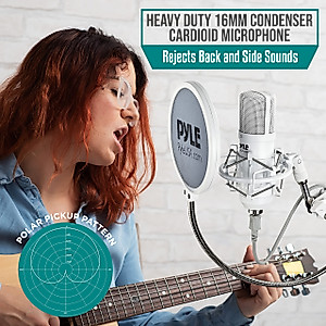 Pyle USB Condenser Microphone Streaming Kit - Professional Computer/Mac Mic Audio Cardioid Boom with Adjustable Arm Stand & Pop Filter for Podcast, Gaming, Studio, YouTube