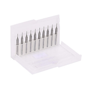 LIBOQIAO 10Pcs 0.6mm Carbide End Mill Engraving Milling Cutter CNC Router Bits for PCB Machine, 1/8" Shank