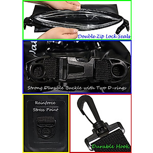 Freegrace Waterproof Dry Bags Set Of 3 Dry Bag With 2 Zip Lock Seals & Detachable Shoulder Strap, Waist Pouch & Phone Case - Can Be Submerged Into Water - For Swimming (Black, 10L)