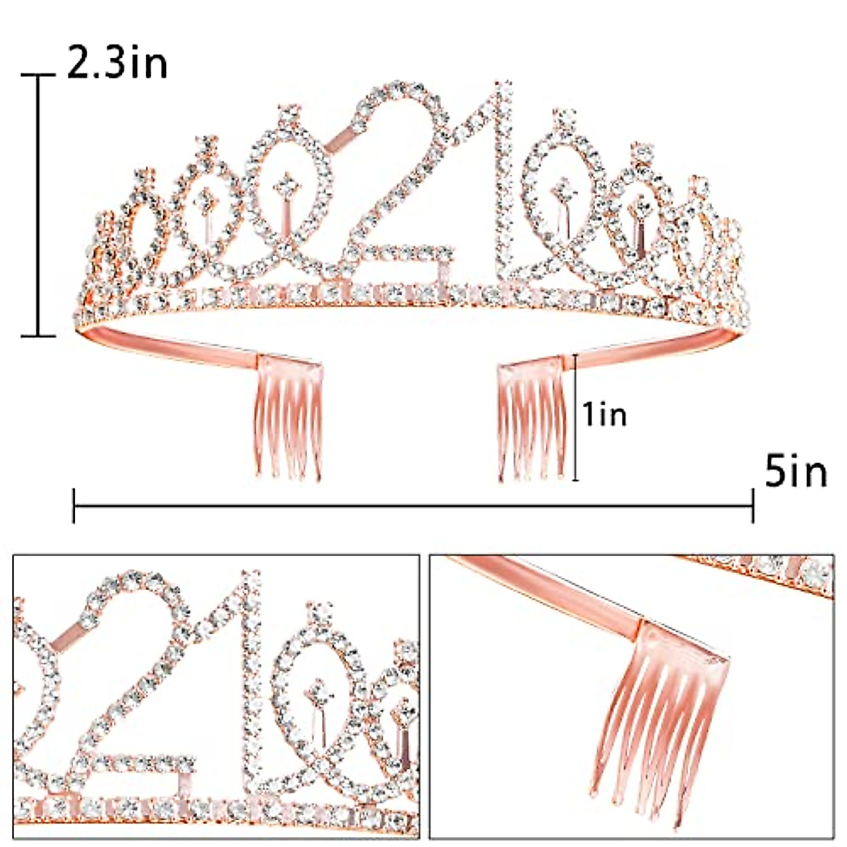 CoFashion 21st Birthday Sash and Tiara for Girl It's my 21 Birthday Sash, 21st Birthday Crown and Sash Set 21st Birthday Gifts for Her-21st Party Supplies and Decorations